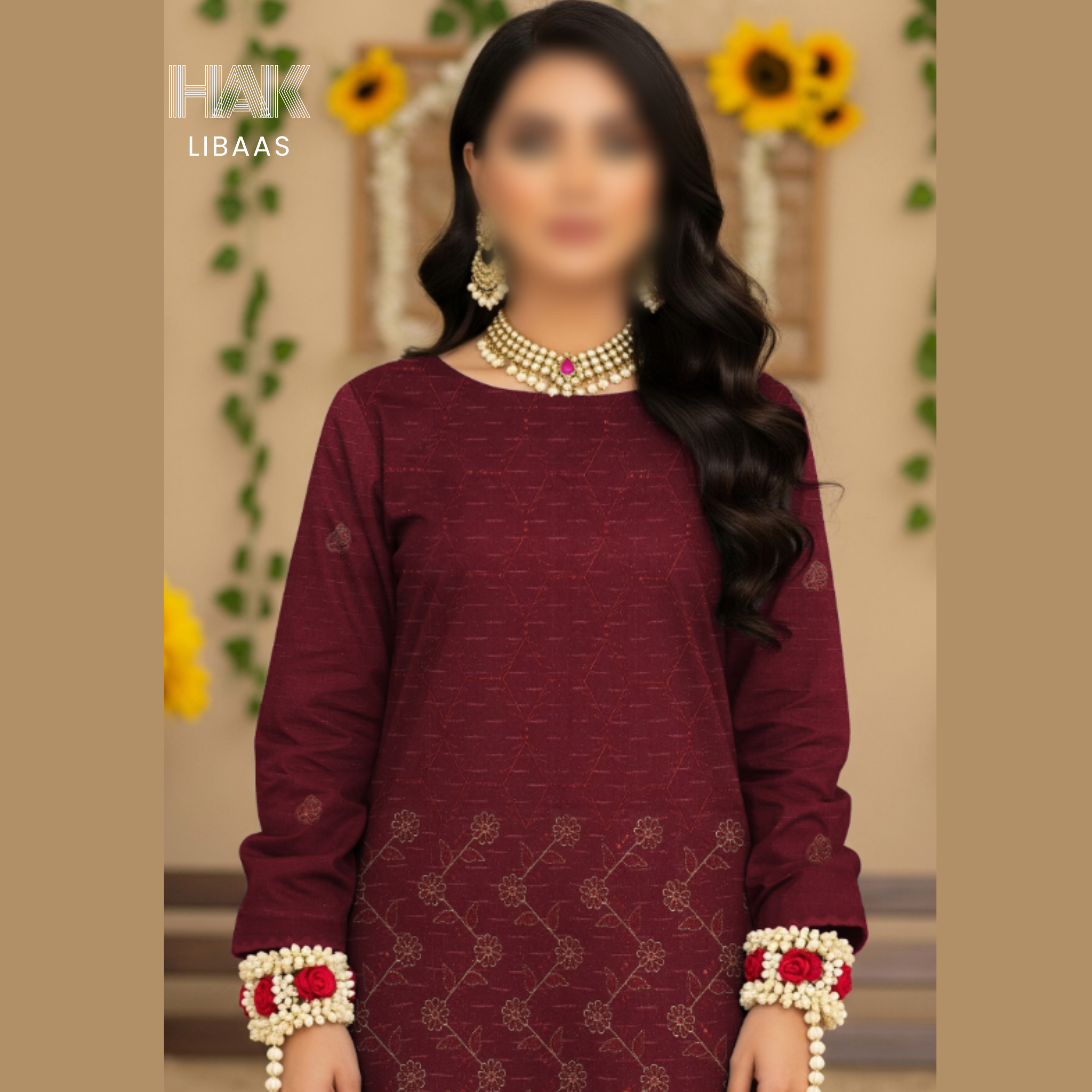 Chamki Dhanak Embroidered Shirt with Velvet Shawl | HAK Libaas AS-204E